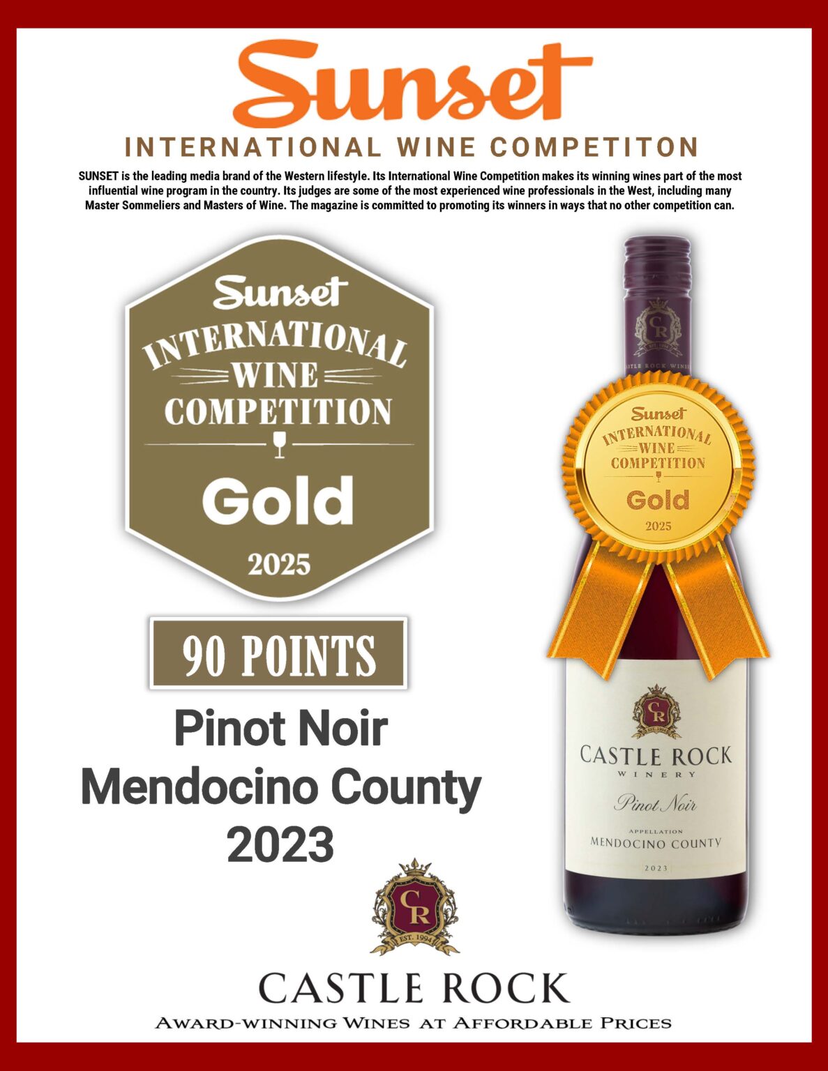 Sunset Magazine Wine Competition Gold Medal Winners – Castle Rock Winery